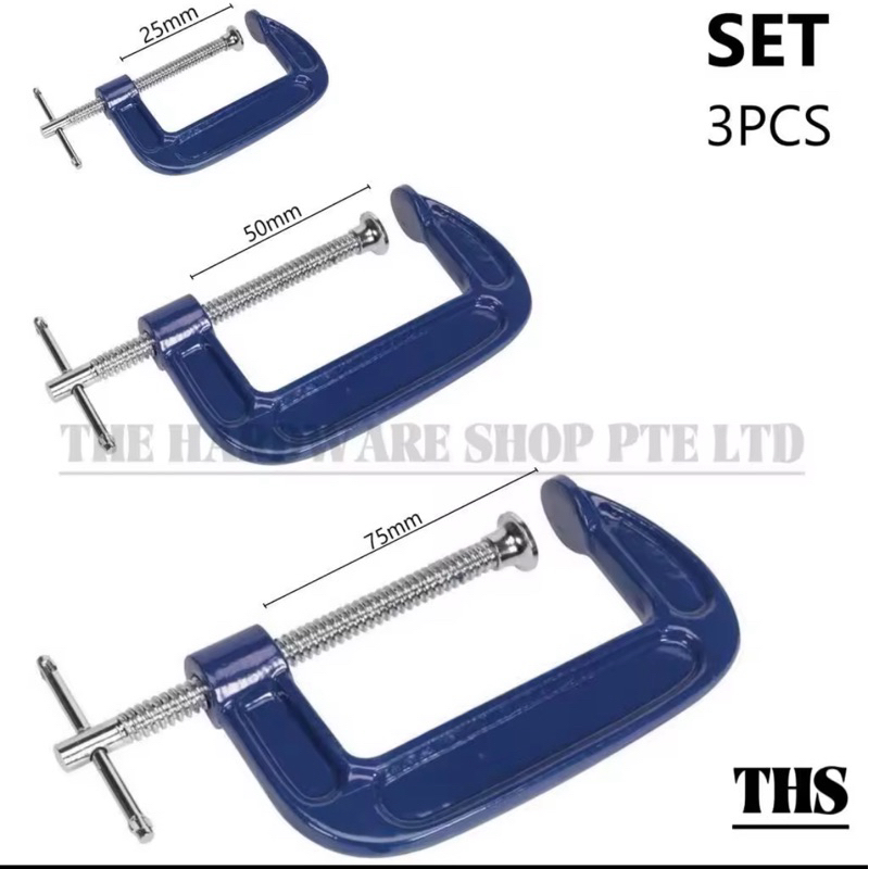 [SG SELLER] G CLAMP (3PCS/SET）-(25/50/75mm) Wood Metal Cons Clip ...