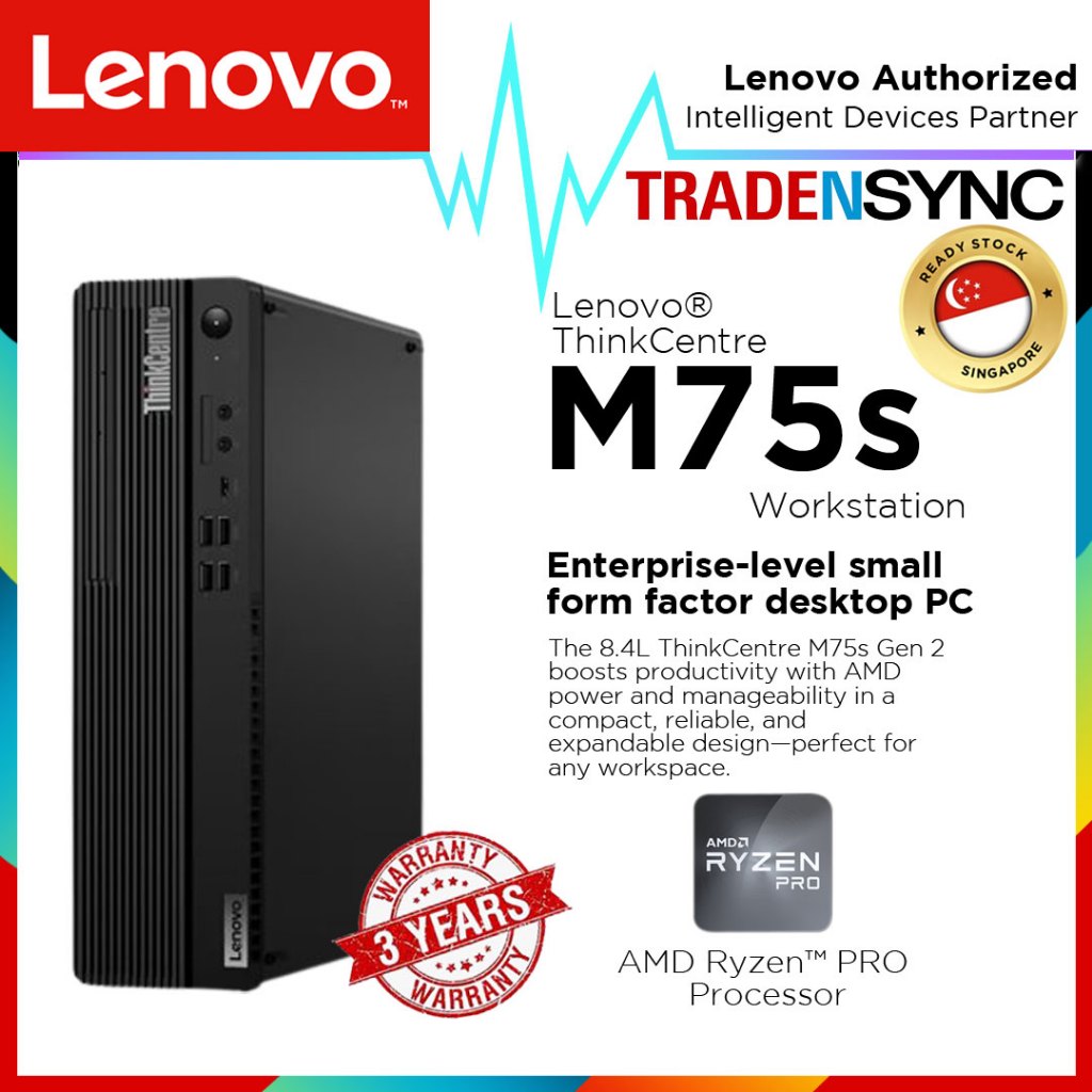 Lenovo ThinkCentre M75s Gen 2 SFF Desktop, AMD Ryzen™ 5 PRO 3.90GHz, 16GB RAM, 512GB SSD, Raven ...