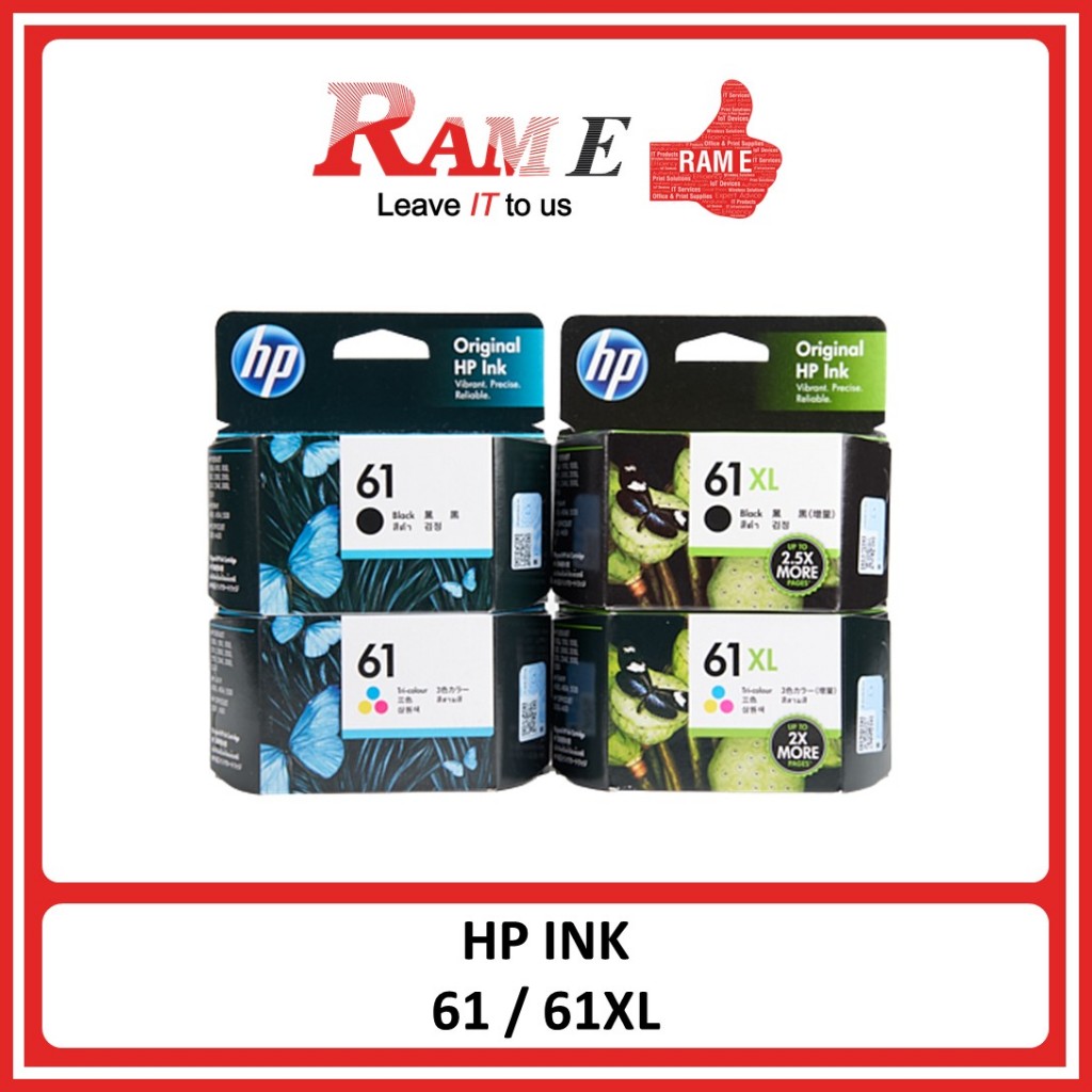 [ORIGINAL] HP 61 / 61XL Black Tri-color Ink Cartridge | Shopee Singapore