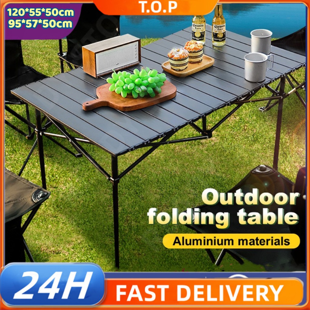 【24H】Camping Table Foldable Outdoor Portable Light Weight BBQ Aluminium ...