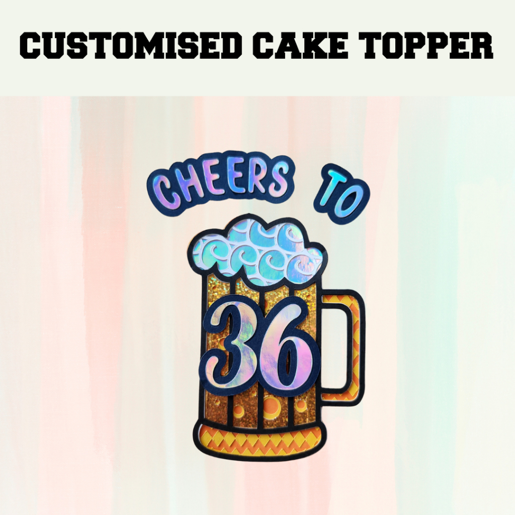 Customizable Beer Themed Birthday Cake Topper; 3D Cheers & Beer Mug ...