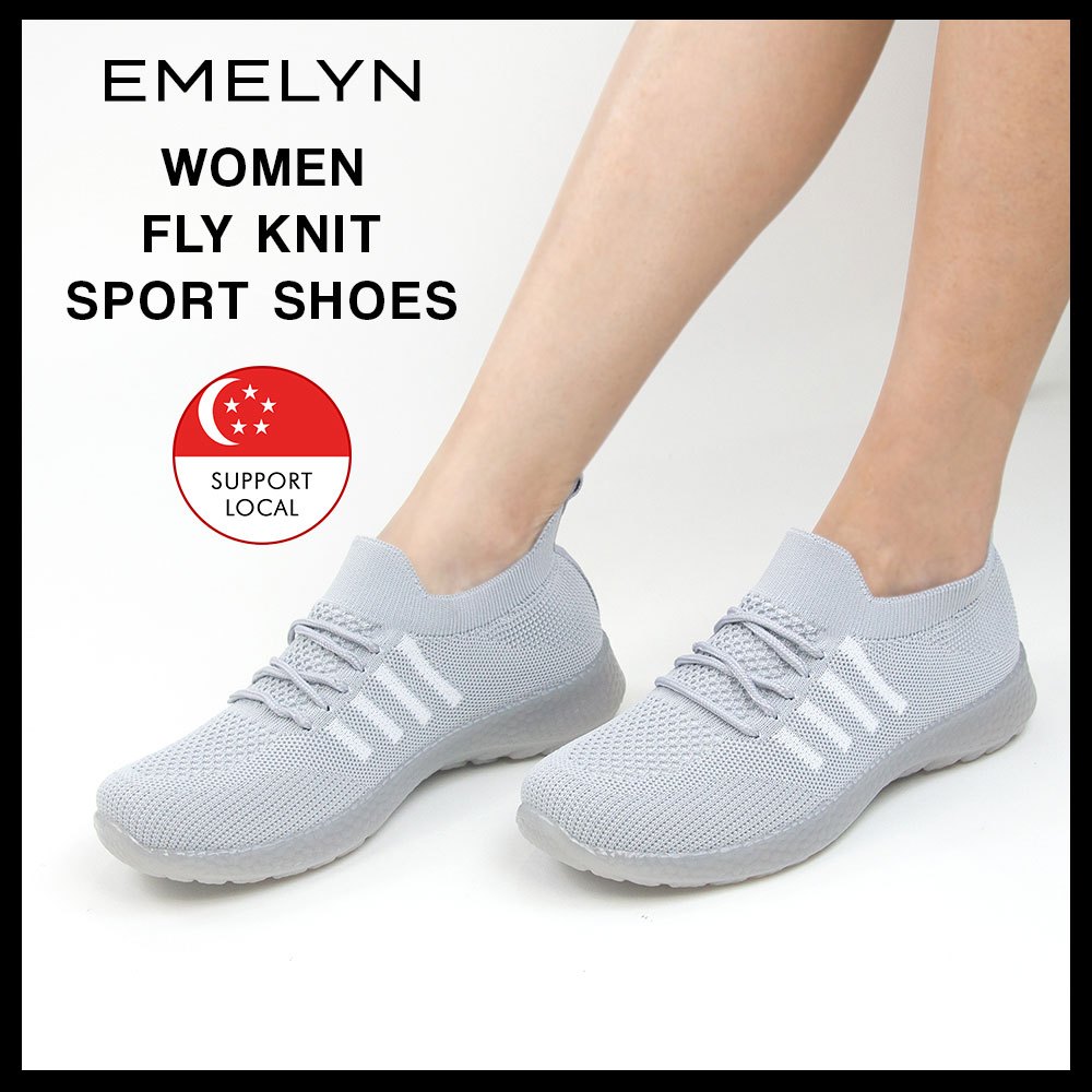 [Emelyn] Fly Knit Women Sport Shoes Sneakers Soft & Flexible | Shopee Singapore