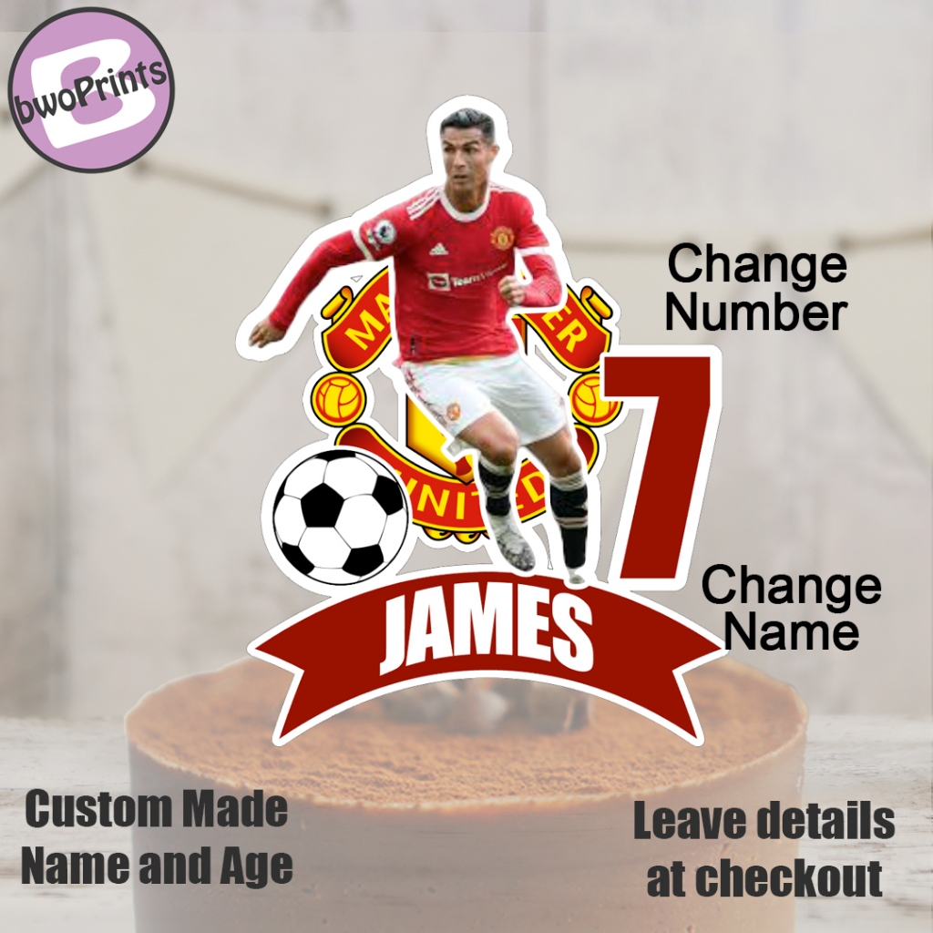 Manchester United Ronaldo Football Player Cake Topper Cupcake Topper ...