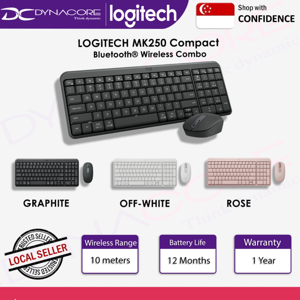 LOGITECH MK250 Compact Bluetooth® Wireless Combo (1Y) - GRAPHITE / OFF-WHITE / ROSE | Shopee ...