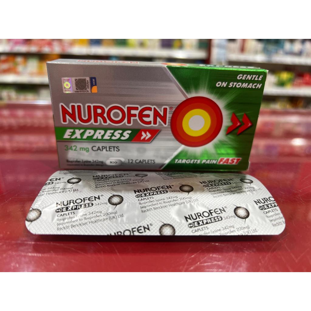 Nurofen Express Coated Tablets Relief for Pain and Fever (342mg) 12 ...