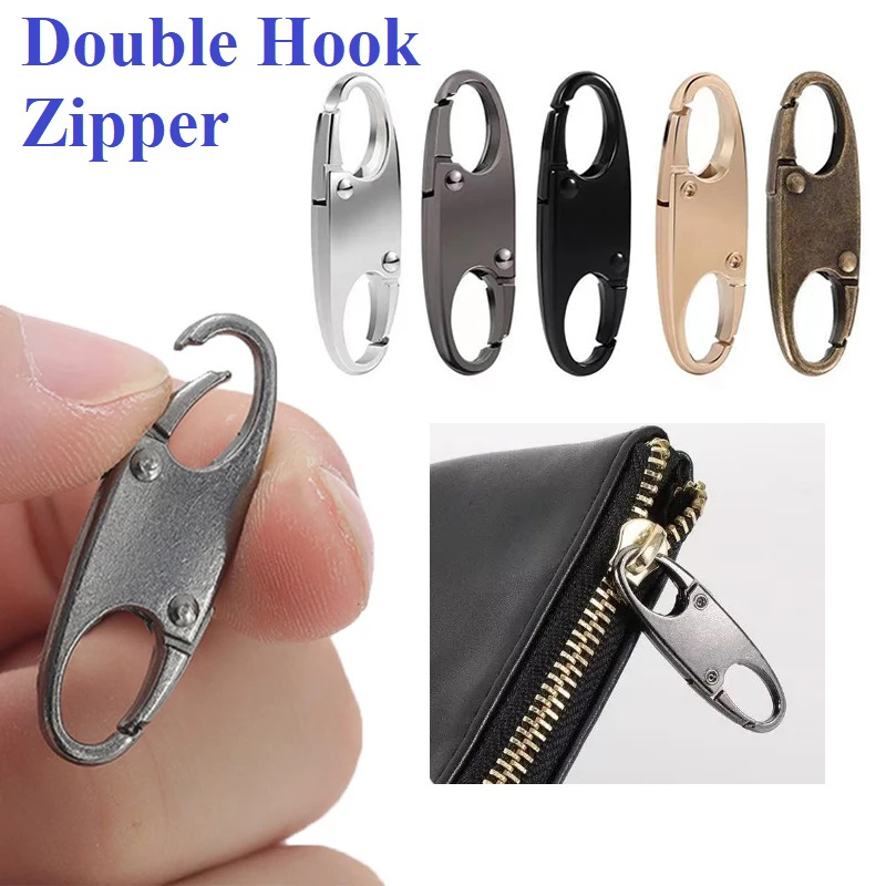 Zipper Double Hook Lock Clip Alloy Detachable Pulley Zippers ...