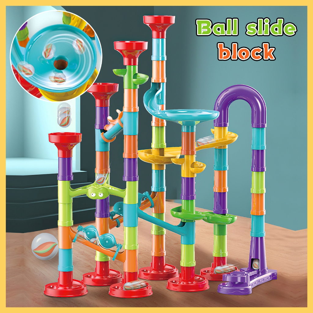 SG 142 PCS Marble Track Set DIY Marble Race Run Maze Blocks ...
