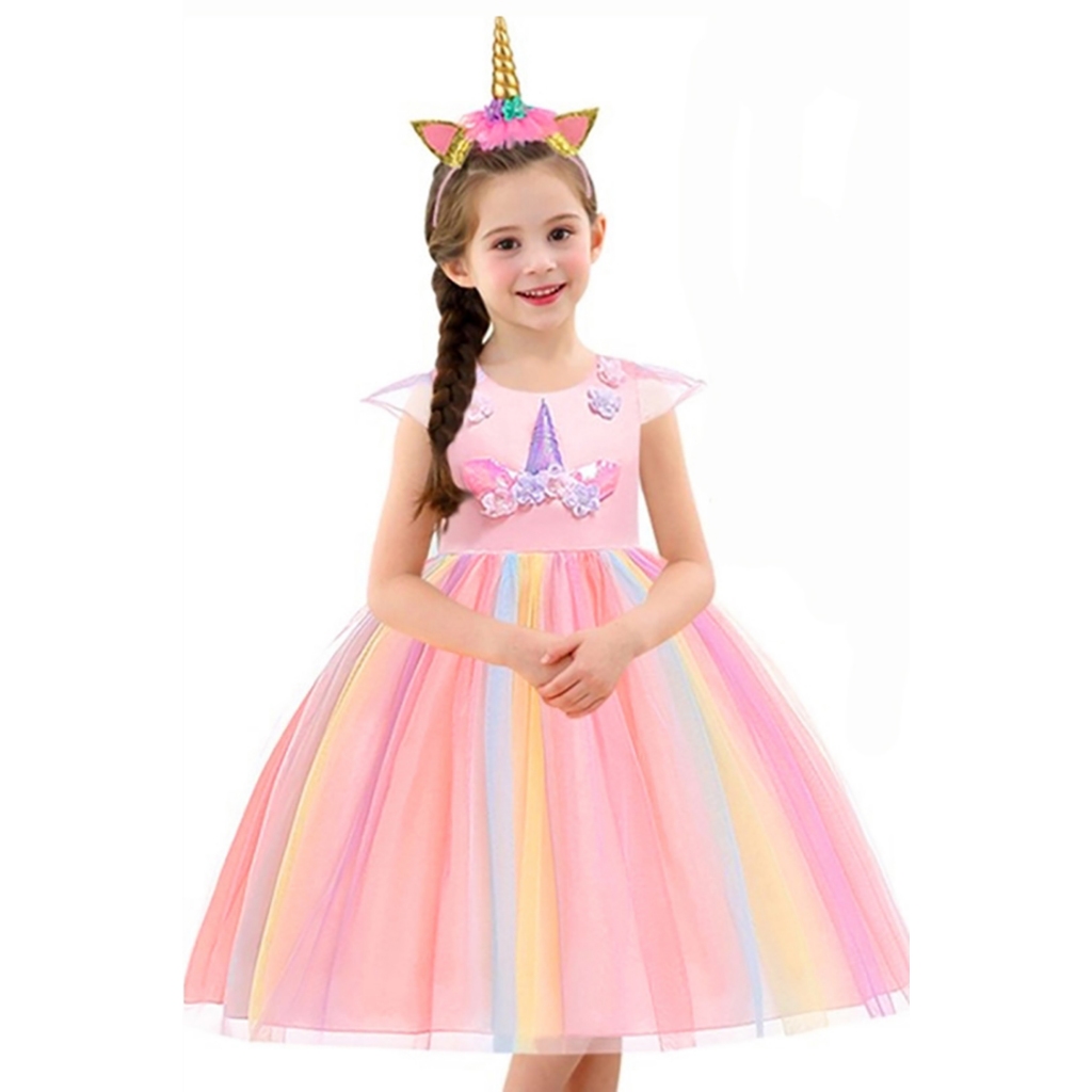 Girls Unicorn Dress 2pcs/Birthday dress For Children/Girls Birthday ...