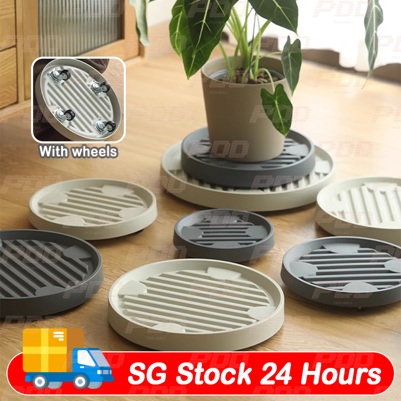 [SG Stock]Movable Round Plant Pot Tray with Wheels | Big Planters Heavy ...