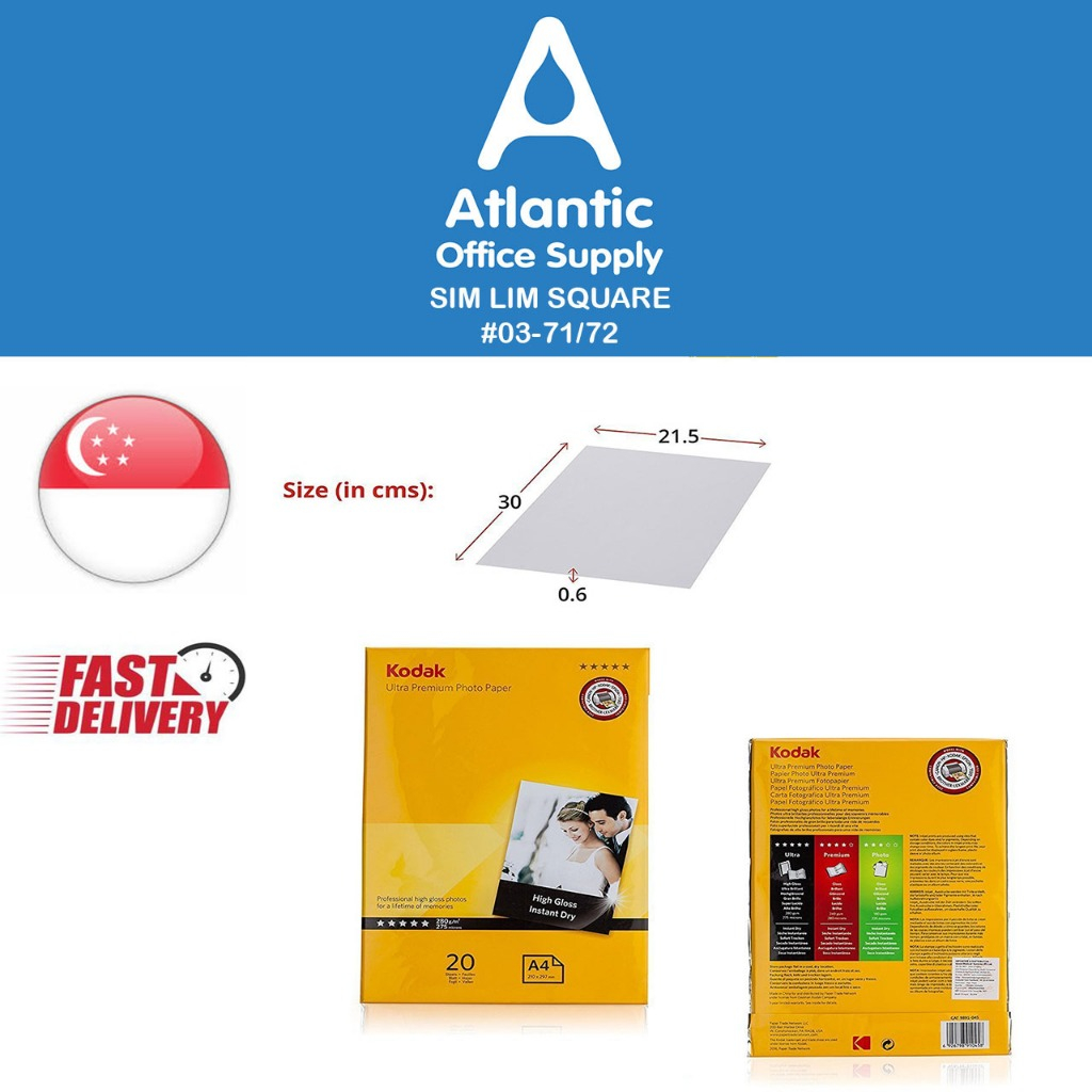 [SG LOCAL SELLER] KODAK ULTRA PREMIUM 4R GLOSSY PHOTO PAPER (30 SHEETS) | Shopee Singapore