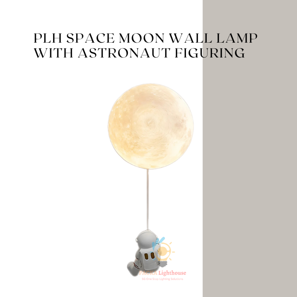 PLH Space Moon Wall Lamp with Astronaut Figuring G9 Bulb Tri Tone Color ...