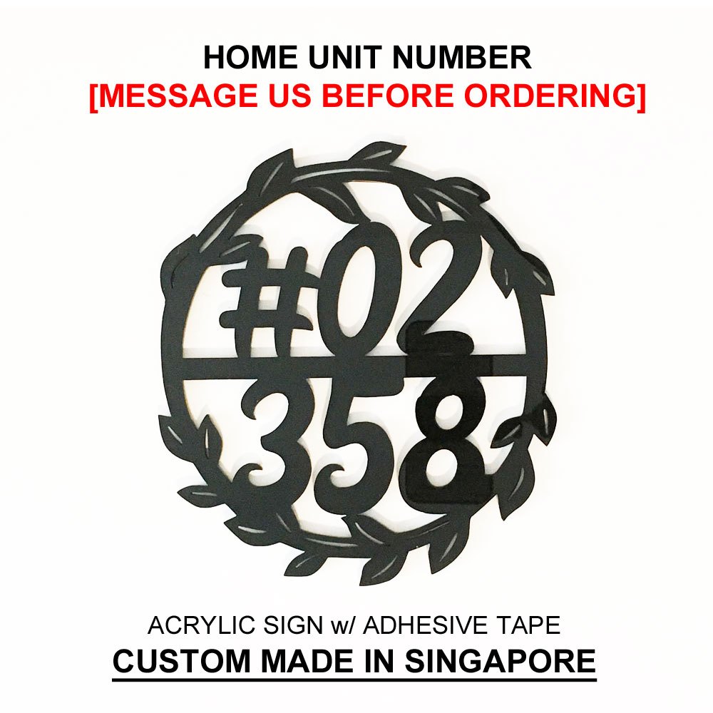 ROUND LEAVES - HDB UNIT NUMBER, CONDO UNIT NUMBER, WALL DECOR | Shopee ...