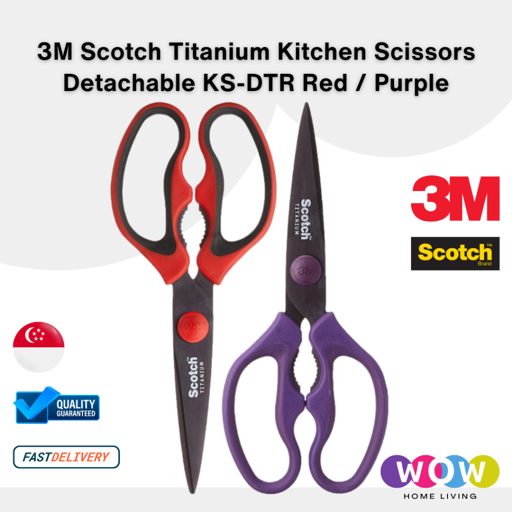 3M Scotch Titanium Kitchen Scissors Detachable KS-DTR Red / KS-DT Purple, 1/Pack, Rust ...