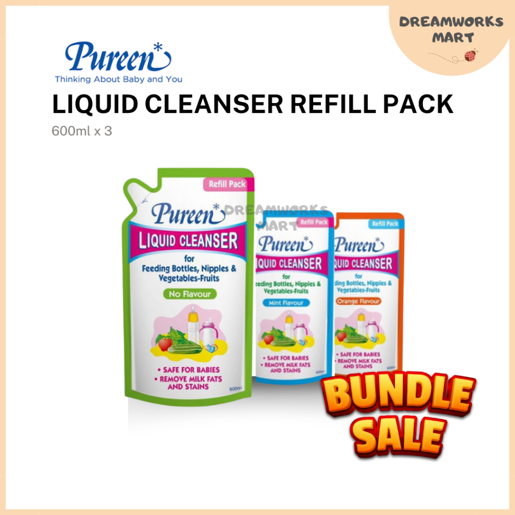 [Bundle of 3] Pureen Liquid Cleanser Refill (600ml x 3 Packs) | Shopee ...