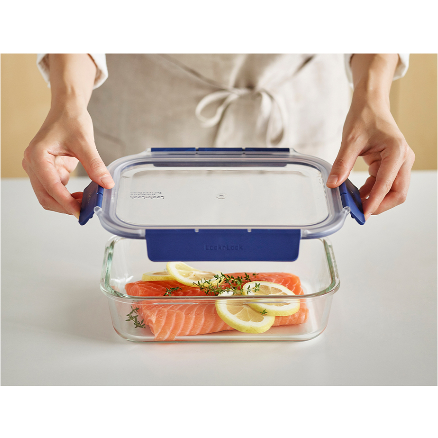 LocknLock Top Class Glass Food Containers with Tritan Lid, Square and ...
