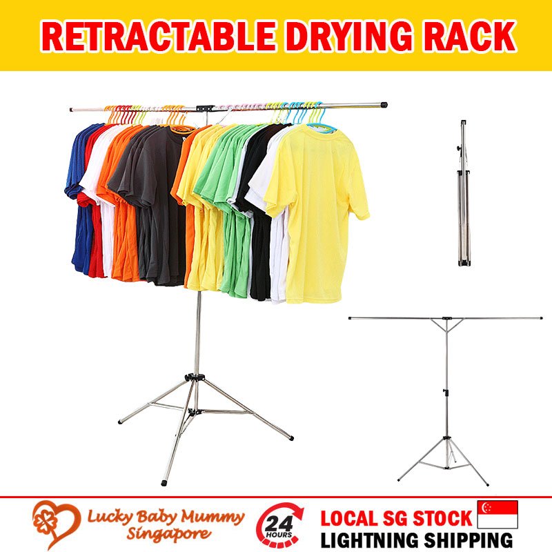 【Retractable Laundry Rack】Stainless Steel Clothes Rack Space Saving ...