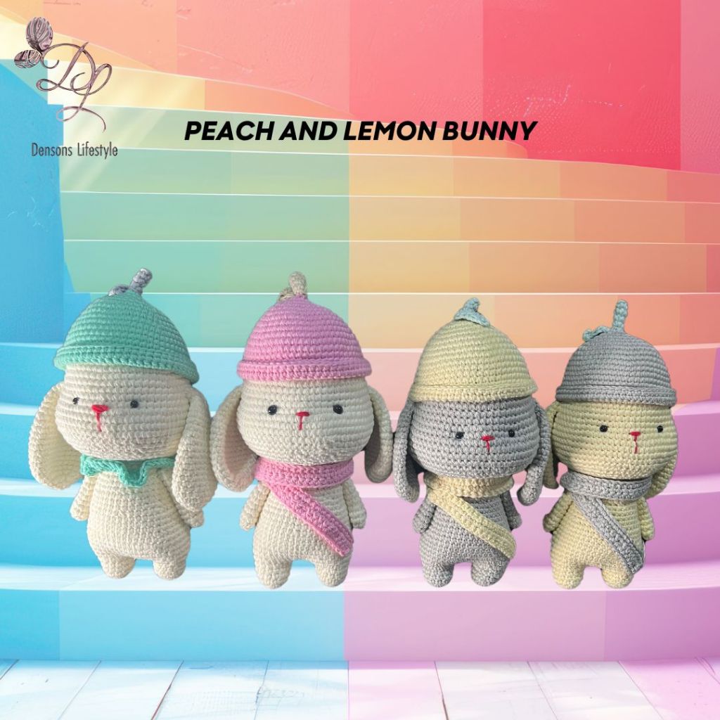 Peach & Lemon Bunny | Handmade Crochet Bunny | 100% Premium Cotton Yarn ...