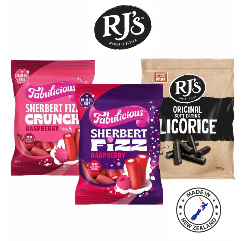 RJ’S Licorice Assorted Flavour Fabulicious Sherbert Fizz Raspberry ...