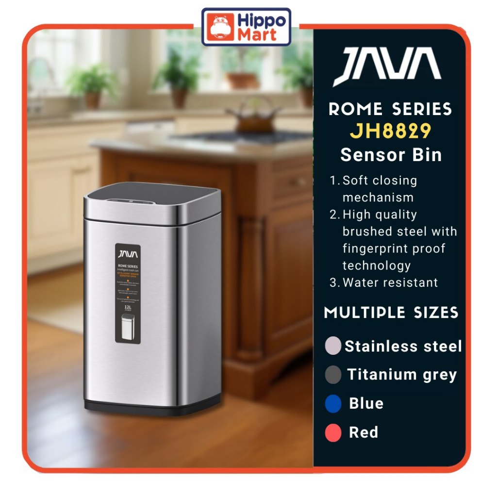 JAVA Dustbin | ROME | JH8829 | 9L, 12L, 28L, 35L | Square Sensor Bin ...