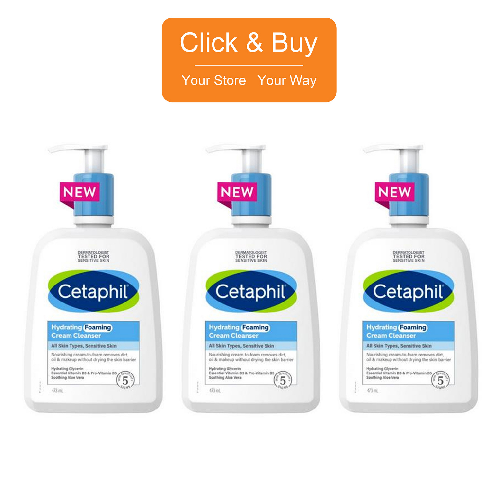 (BUNDLE OF 3) Cetaphil Hydrating Foaming Cream Cleanser 473ml | Shopee ...
