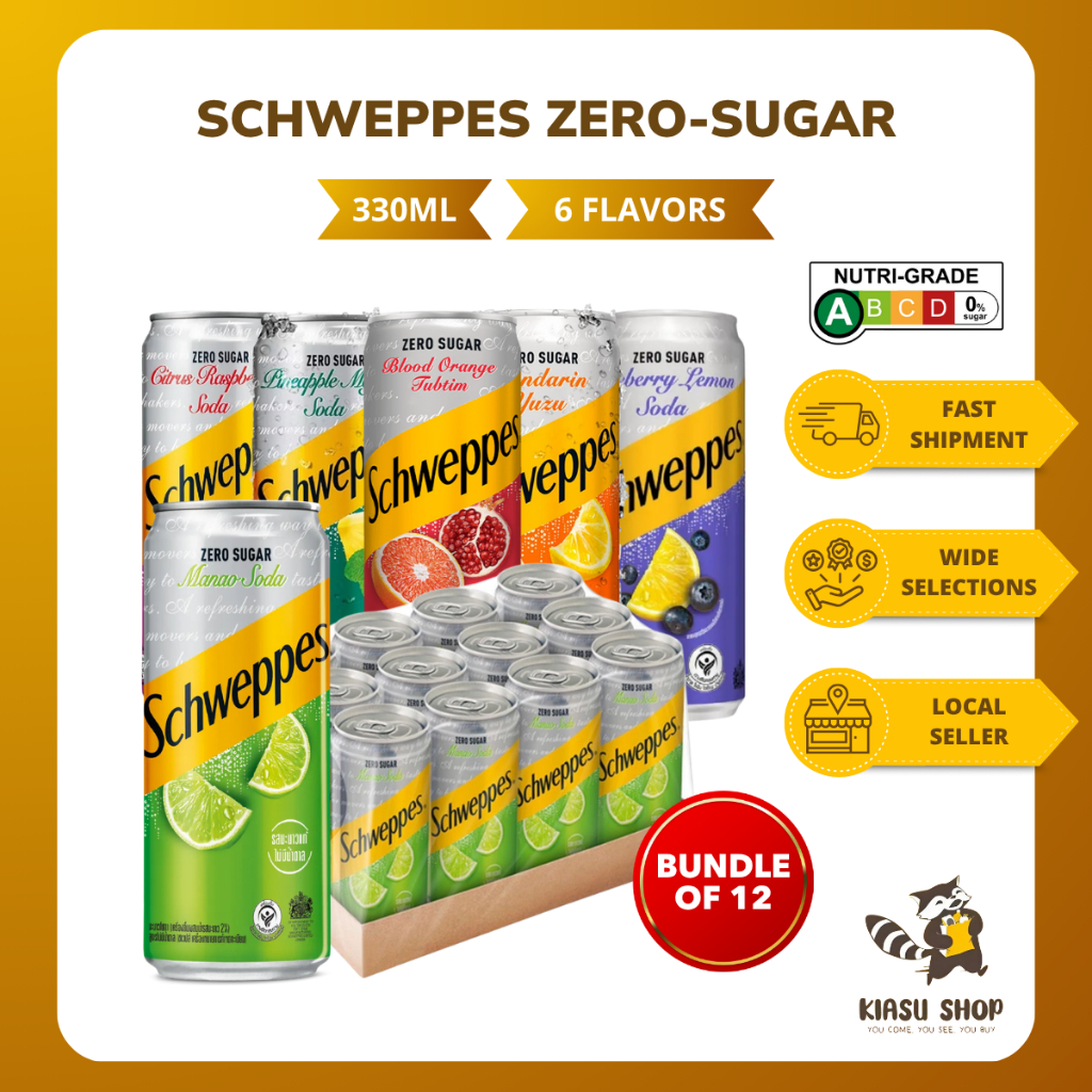 [Bundle of 12] Schweppes Zero-Sugar 330ml - Flavored Soda Water ...