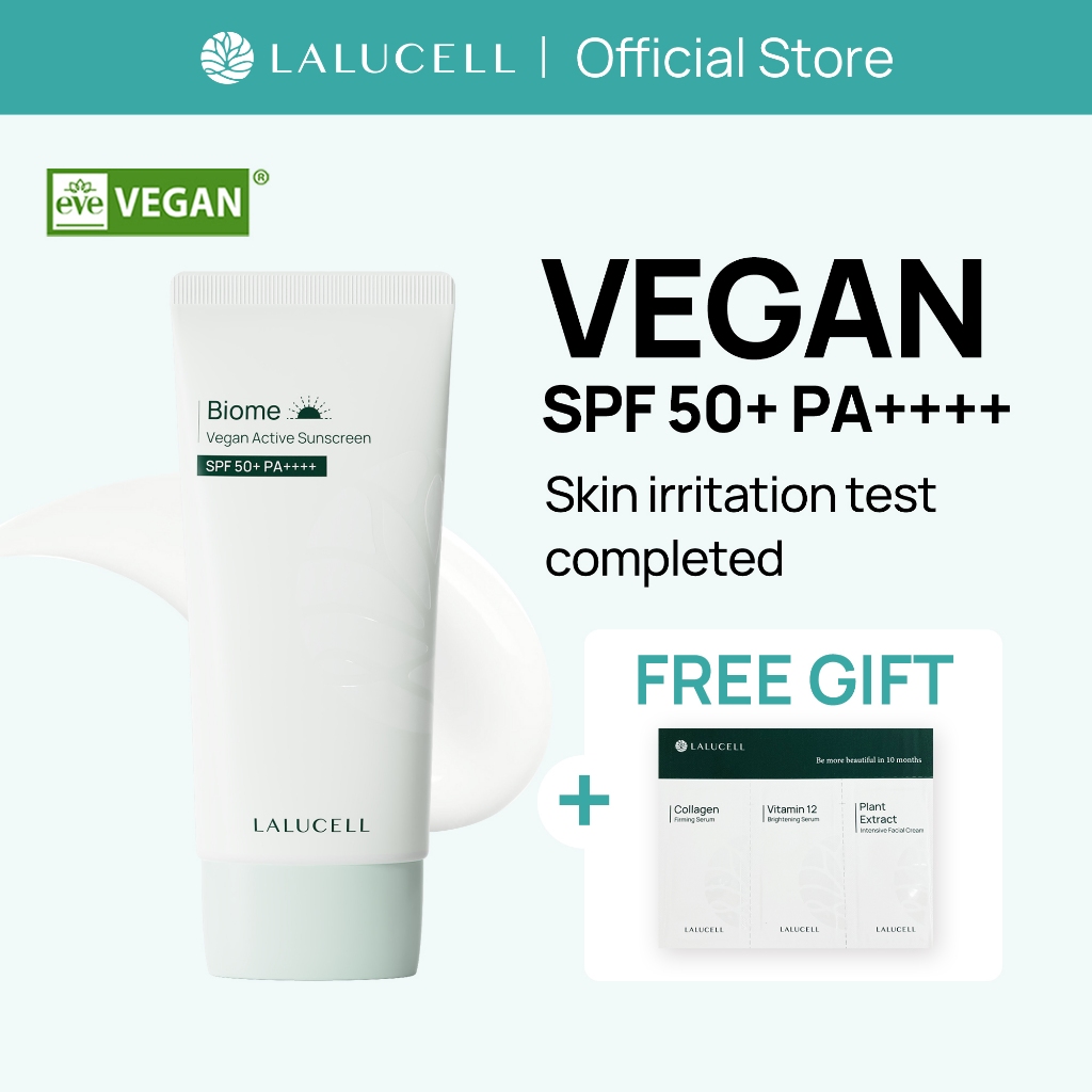 LALUCELL Biome Vegan Active Sunscreen 50ml [VEGAN, Physical Zinc Oxide ...