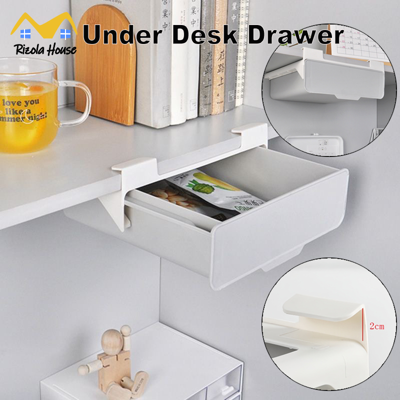 【SG】Under Desk Drawer Shelf Sliding Drawer Self Adhesive Drawer Storage ...