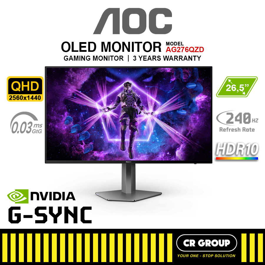 AOC AG276QZD - 26.5" OLED QHD Gaming Monitor - 240Hz Refresh Rate - 0 ...