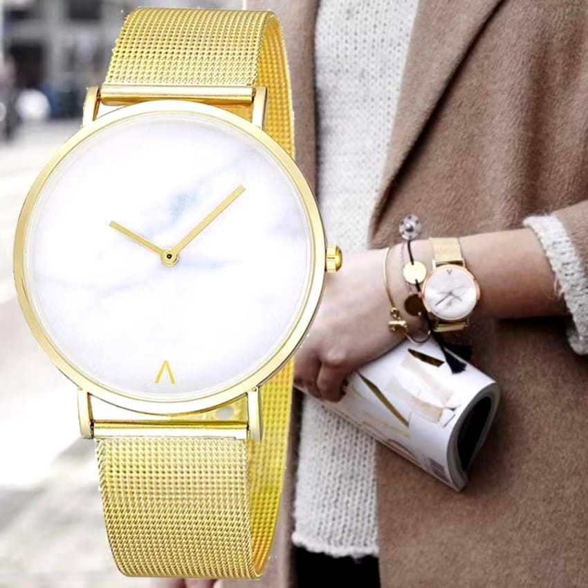 V Simple Quartz Mininalism Marble Fashion Watch Women's Steel Strap ...