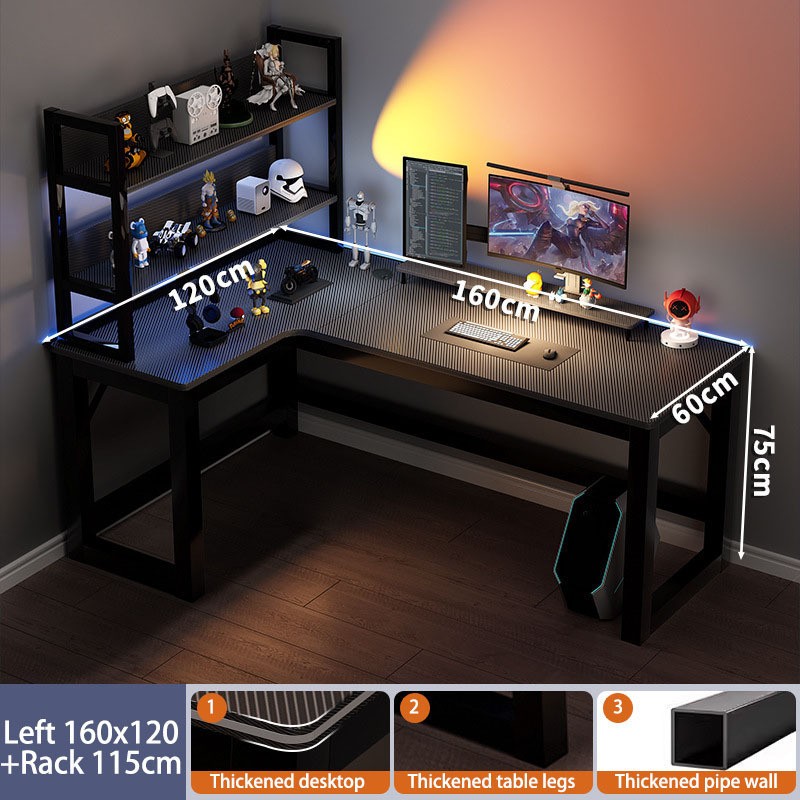 [ SG ]Corner L Shape Computer Table Carbon Fibre Office Table Study ...