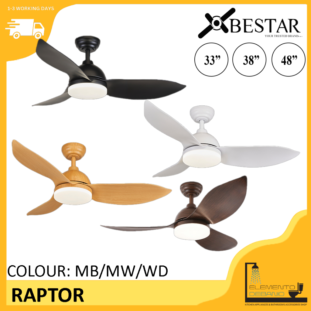 BESTAR RAPTOR DC CEILING FAN WITH LED LIGHT 33/38/48 | Shopee Singapore