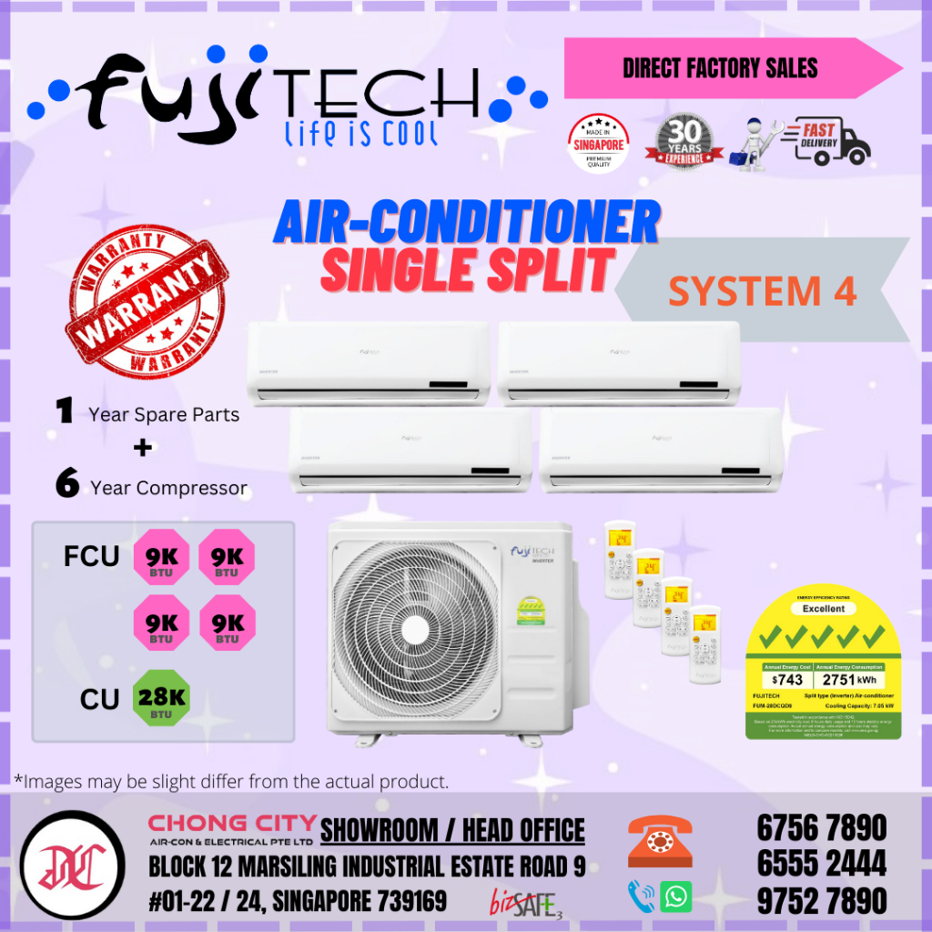 FUJITECH AIRCON Multi-system [System 4] [FCU= 9k + 9k + 9k + 9k, CU ...