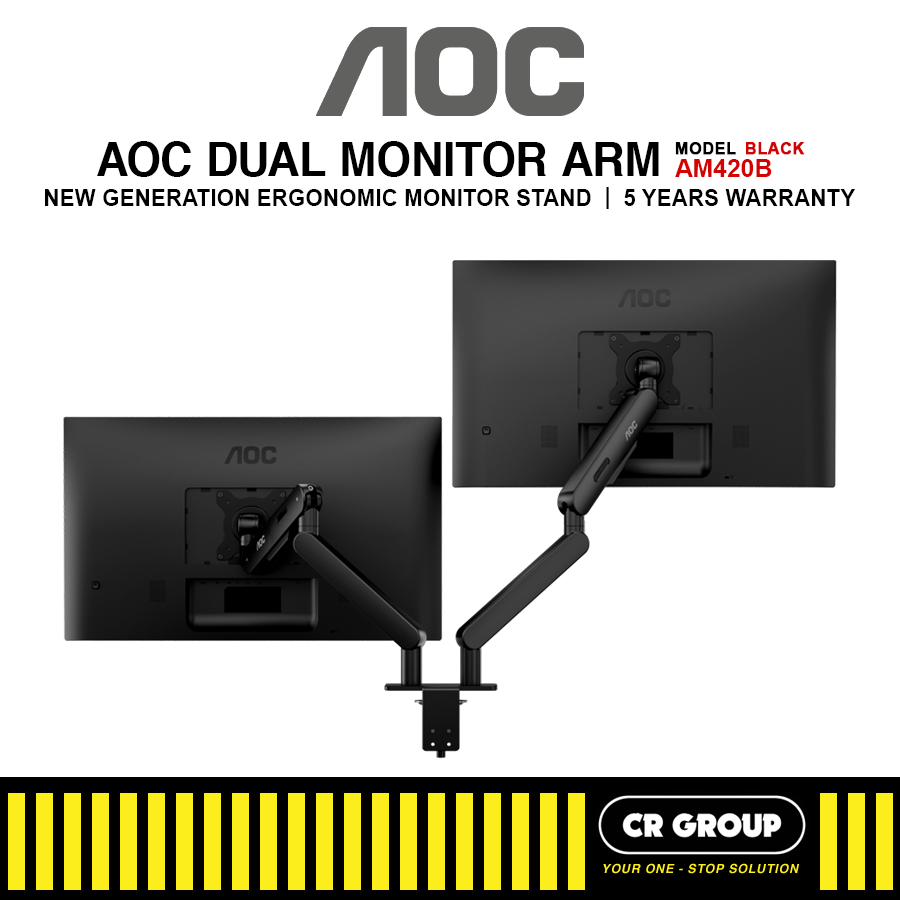 AOC AM420B - C-Clamp & Grommet Desk-Mount Dual Monitor Arm (5Yrs AOC ...