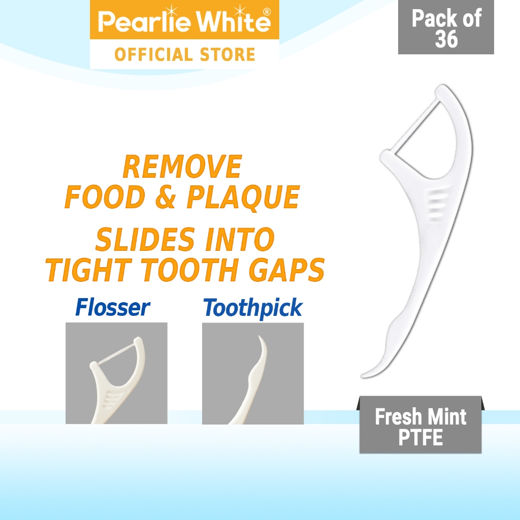 Pearlie White Floss Pick F 2-IN-1 PTFE Mint Flosser 36pcs - Extra ...
