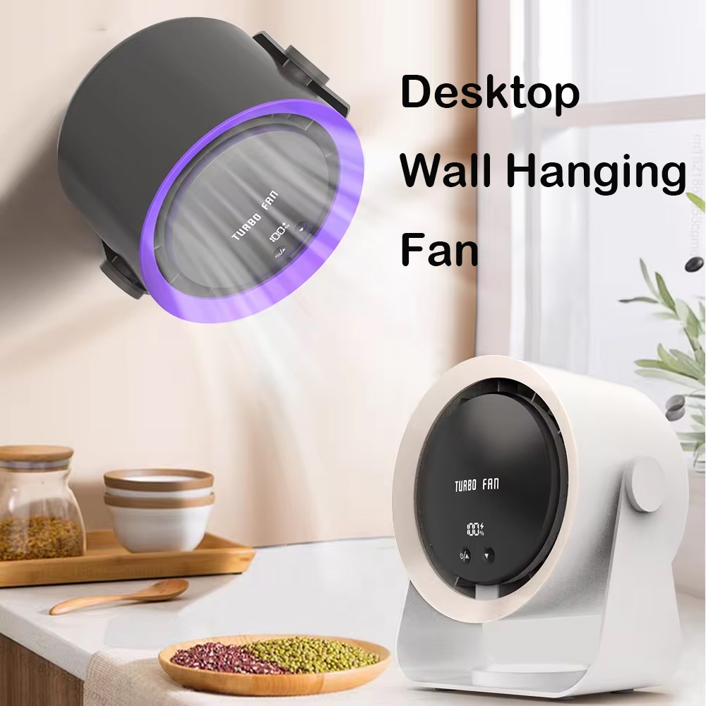Portable LED Display Wall Mount Fan 100Gear Turbo Cordless Desktop Fan ...