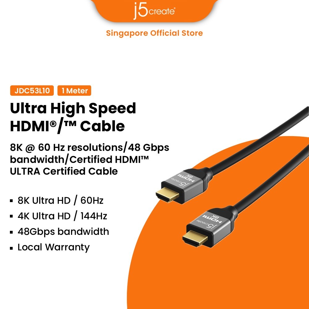 J5CREATE JDC53 Ultra High Speed 8K UHD HDMI Cable | Shopee Singapore