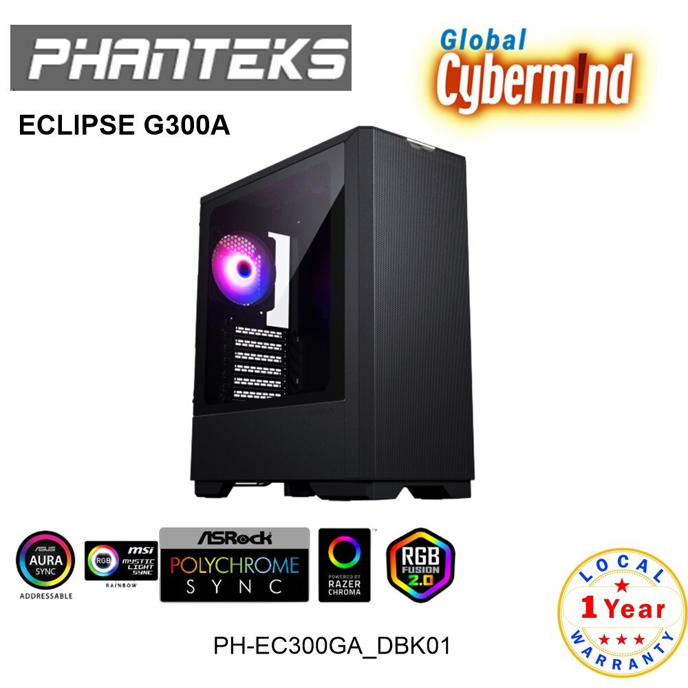 Phanteks Eclipse G300A Air Tempered Glass ATX Black Casing DRGB (PH ...