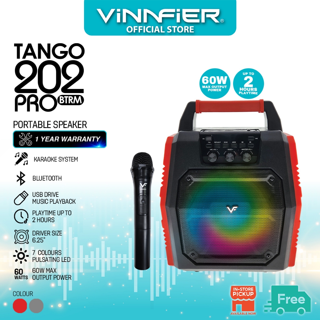 Vinnfier VF Tango 202 Pro BTRM TWS Wireless Portable Bluetooth Speaker Wireless Mic Stereo Bass ...
