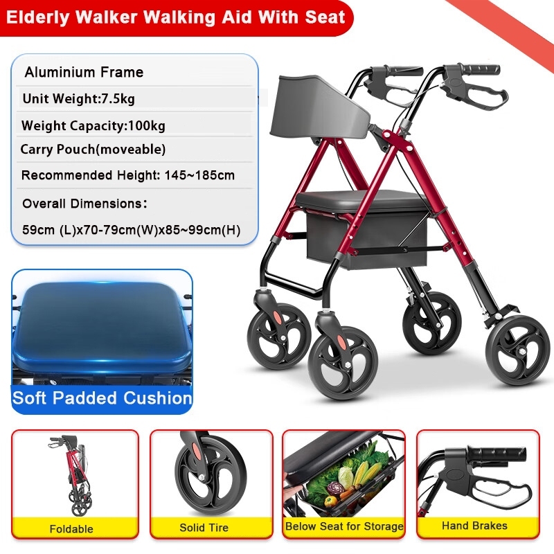 [SG Stock]Portable folding, light walking elderly walker, multi ...