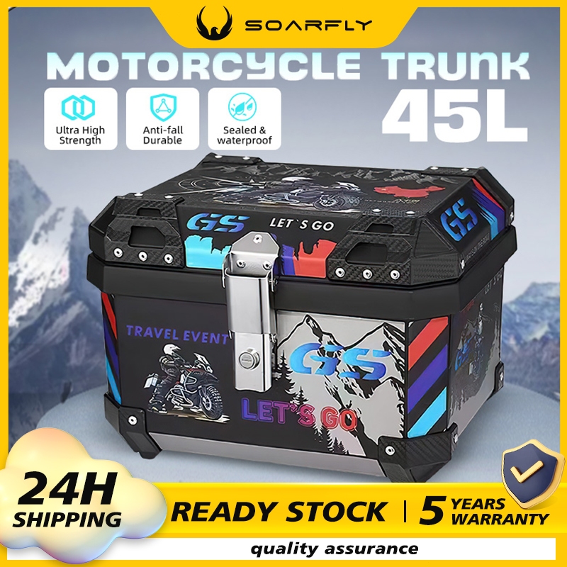 SOARFLY TANKER ABS TOP BOX Aluminium Top Box 38L 45L ALUMINIUM LOCK Top ...