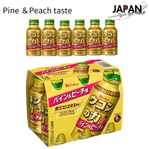 House "Ukon no chikara" Turmeric drink Pine & Peach flavored 100ml x 6 ...