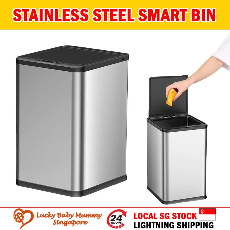 Stainless Steel Smart Dustbin Automatic Motion Sensor Stylish Bedroom ...