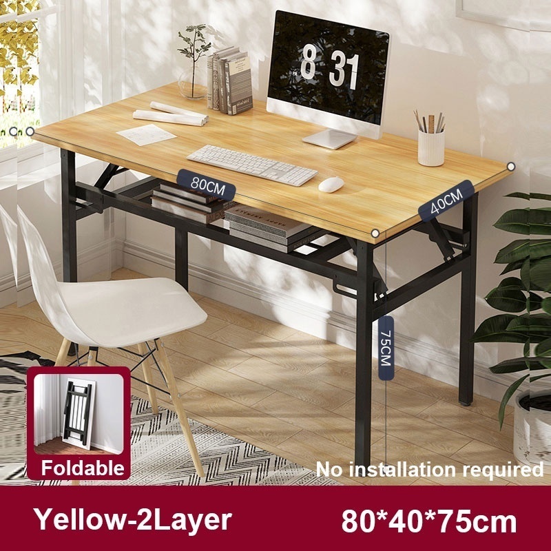 Folding Table Dining Table Foldable Table Study Desk Foldable Computer Table Free installation ...
