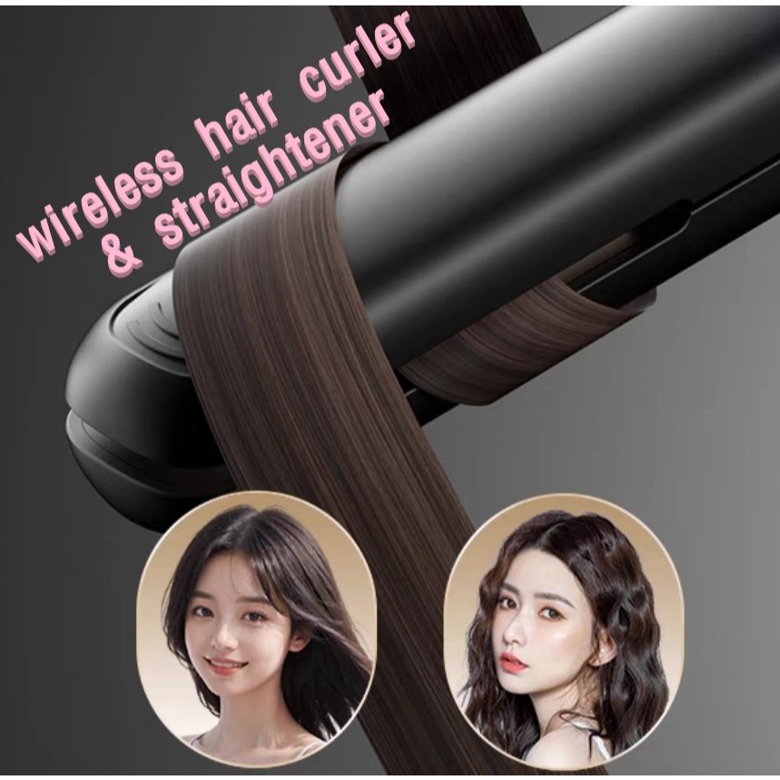 Fast Heating Hair Straightener Mini Portable Hair Curler Wireless ...