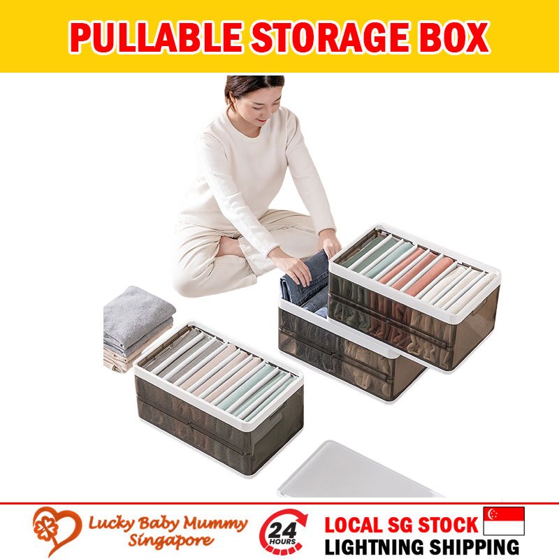 Pullable Storage Box with Removable Partition Compartment Wardrobe ...