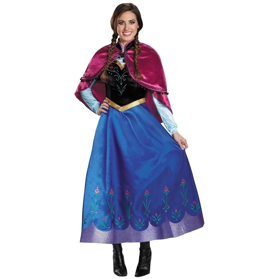 Princess Anna Fancy Dress Up Snow Queen Women Dress Cosplay Costume ...