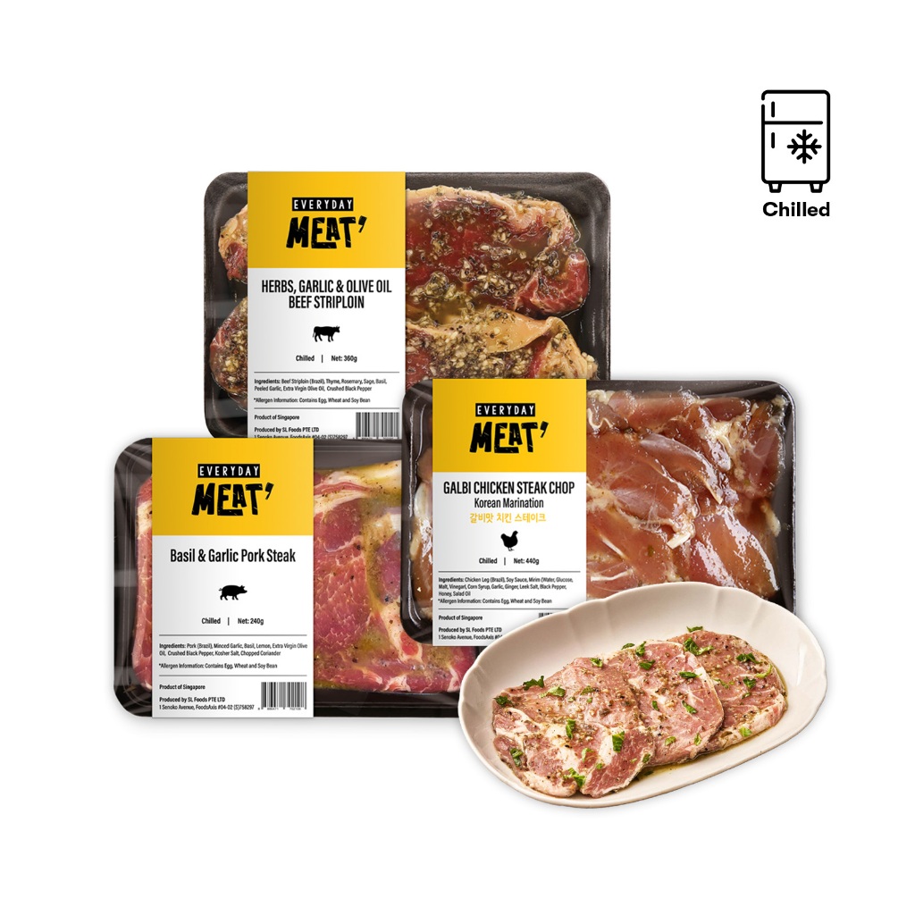 [EVERYDAY MEAT] Herbs,Garlic & Olive Oil Beef Striploin/Basil & Garlic ...