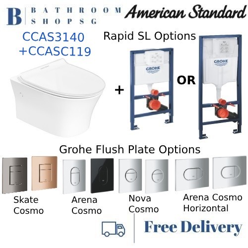 American Standard Signature Wall Hung Toilet CCAS3140 Bundle | Grohe ...