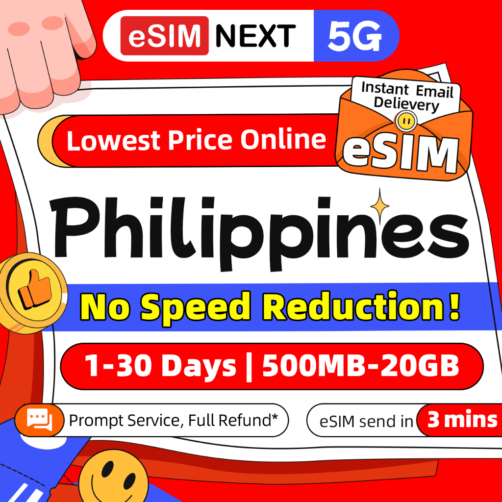 Philippines eSIM 5G Data Daily 500MB-3GB | Total 5/10/20/30GB丨Unlimited High Speed Travel eSIM ...