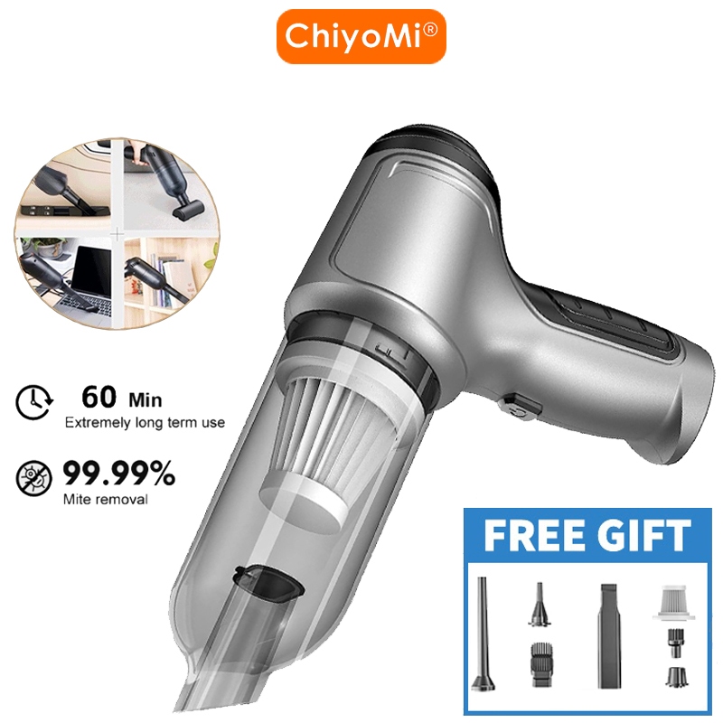 4in1 Portable Cordless Car Vacuum Cleaner & Mini Strong Blower with Air ...